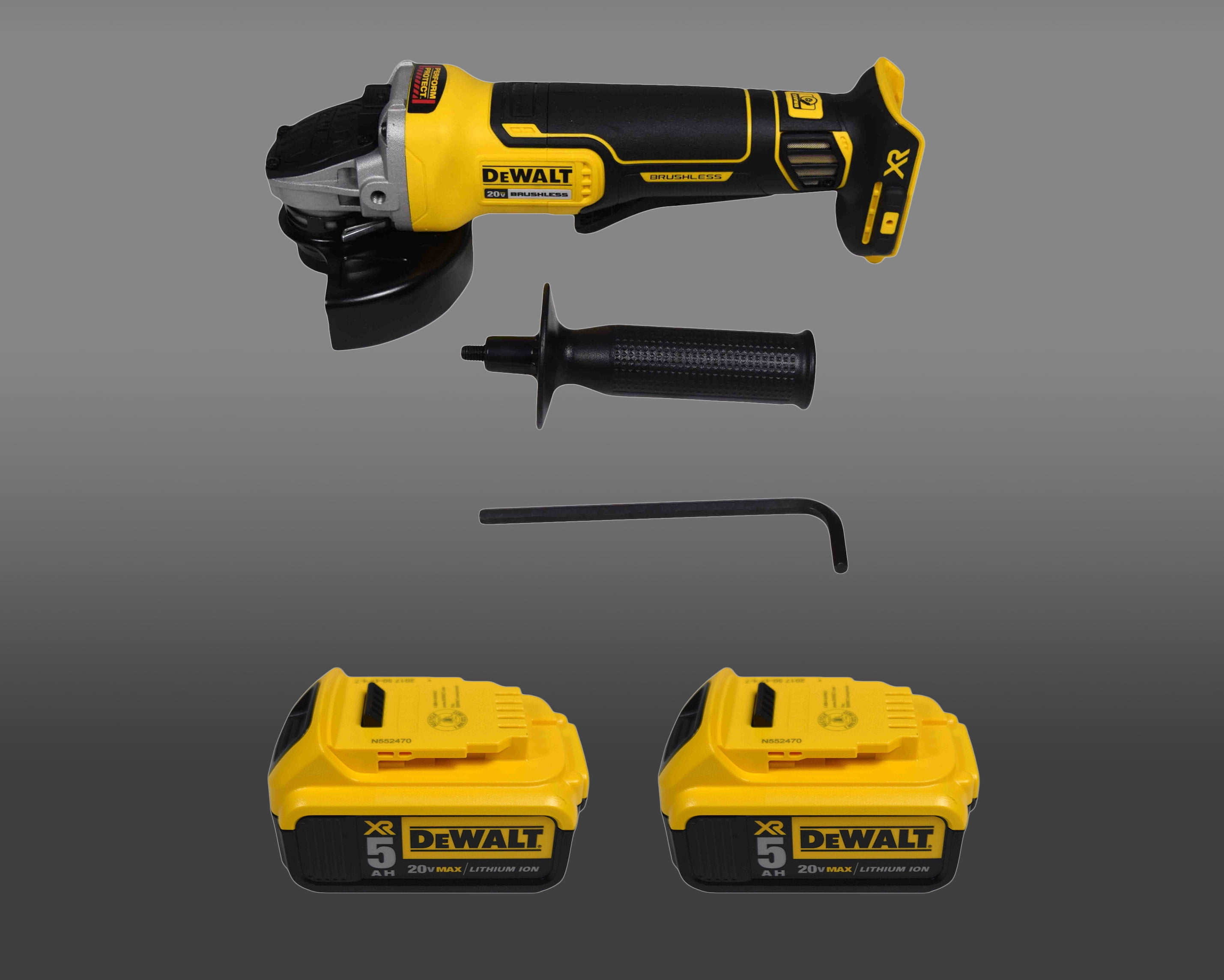 Dewalt DCG413 20v 4-1/2" Grinder w/ 2 Pack DCB205 20V 5.0AH Battery ...