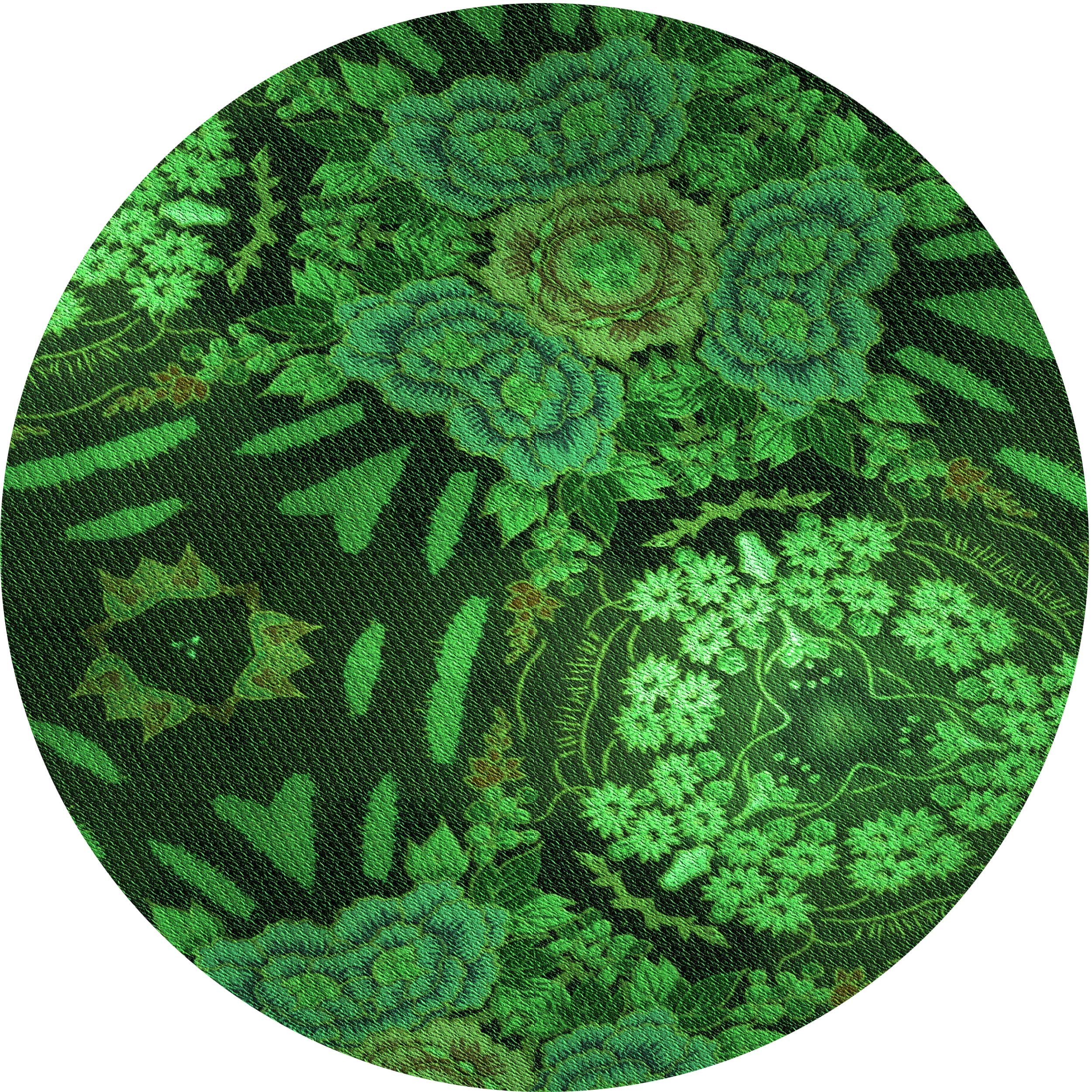 Ahgly Company Indoor Round Patterned Deep Emerald Green Area Rugs, 4 ...