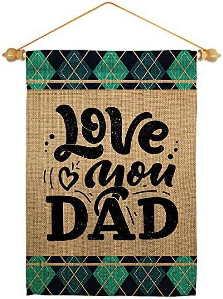 Love You Dad Garden Flag Set Wood Dowel Family Father Day Daddy Papa ...