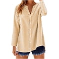 ABSUYY Satin Blouse for Women Long Sleeve Button Down Collared Work ...