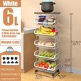 Fruit Vegetable Storage Basket with Wooden Lid, Stackable Kitchen Cart ...