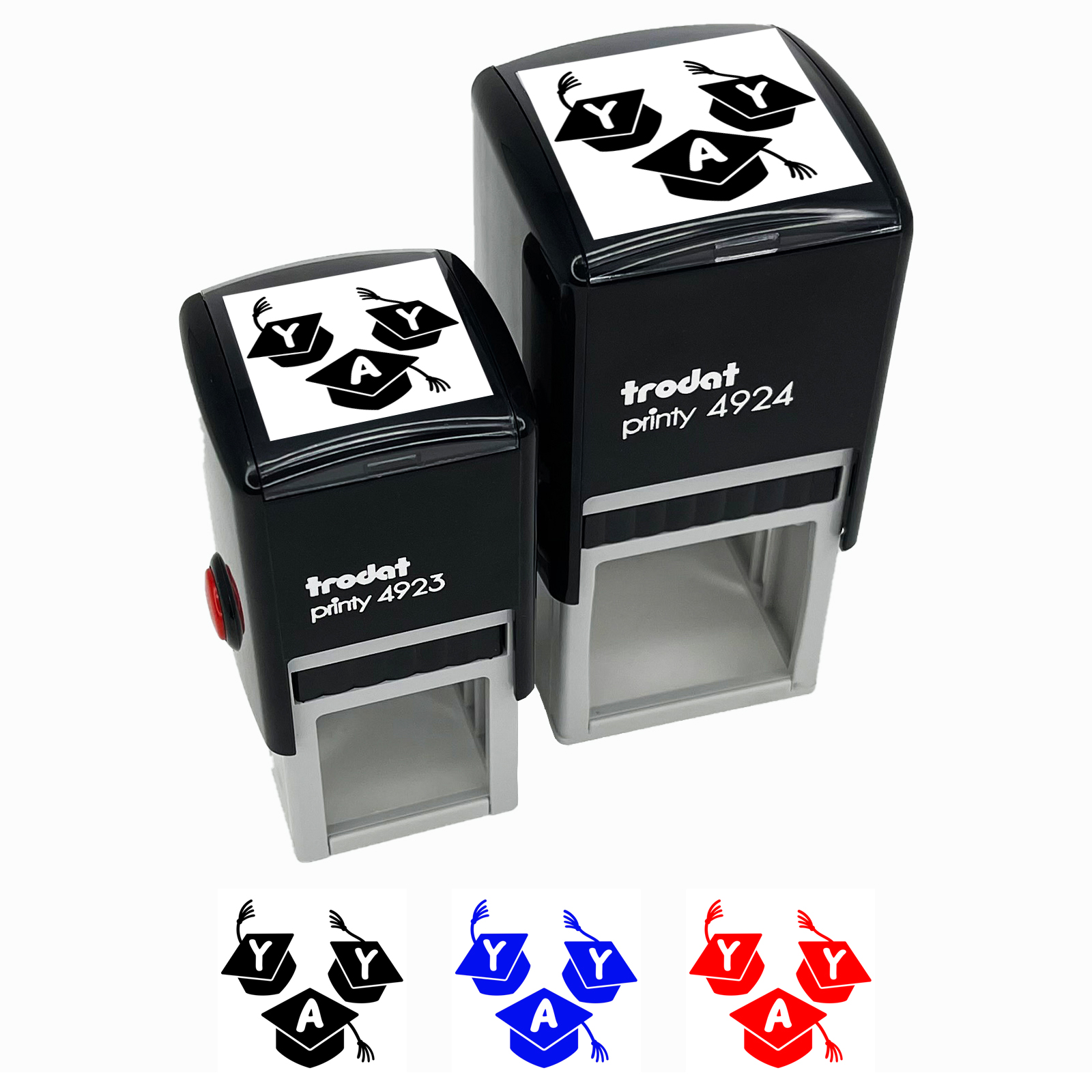 Graduation Caps Yay Graduate Congratulations Self-Inking Rubber Stamp ...