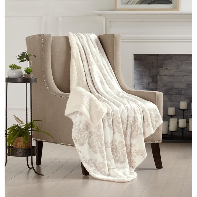 Premium Reversible Two-in-One Berber and Sculpted Velvet Plush Throw ...