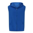 Dlfvub Mens Hooded Zpper Tanks Solid Color Breathable Sleeveless Shirts