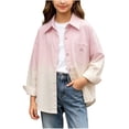 Girls Shirt Jacket Button Closure Girls Clothes Children's Gradient ...
