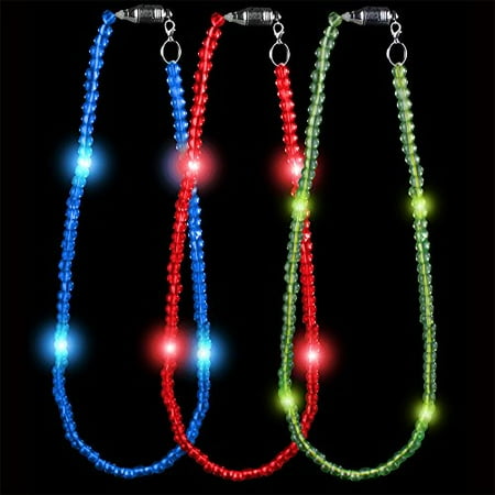 Fun central AM613 12 pcs LED Light Up Bead Necklace, Long Beaded ...