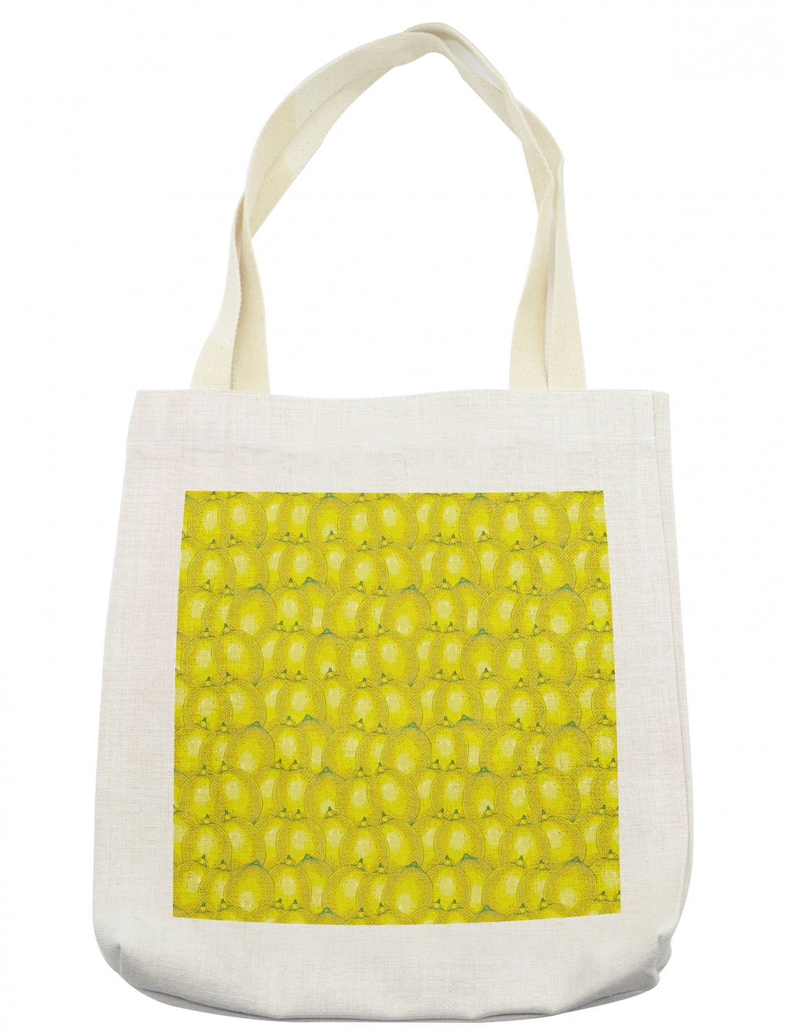 Lemons Tote Bag, Hand Drawn Vibrant Colors Ripe Citrus Fruits Kitchen ...