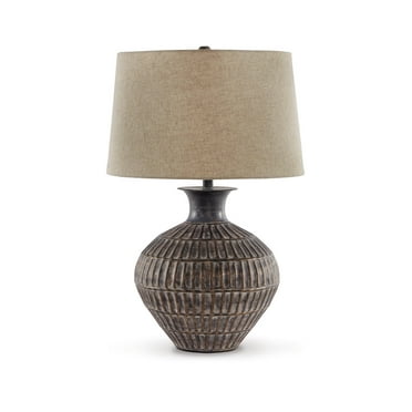 Signature Design by Ashley Distressed Gray Table Lamp for Living Room ...