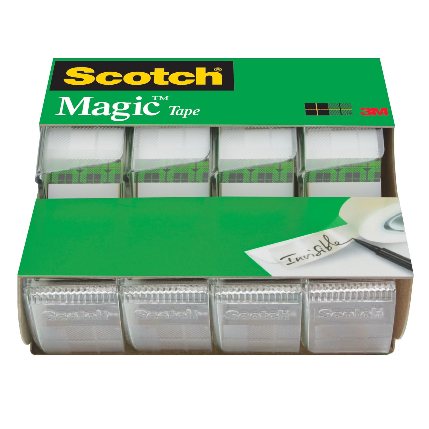 Scotch Magic Tape Dispenser 4 Pack, 3/4in. x 300in. per Dispenser ...