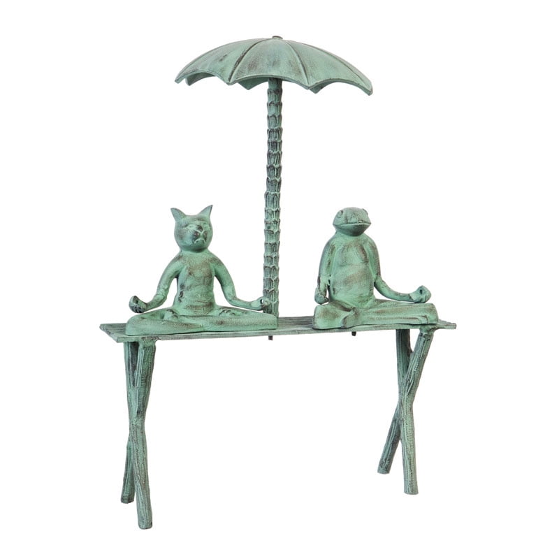 Cat and Frog Park Bench Statue, Green Finish, 26" Tall - Walmart.com