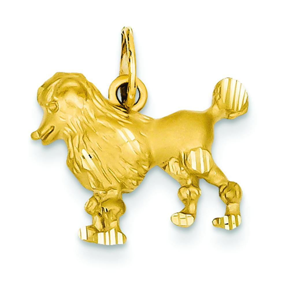 14K Gold Poodle Dog Charm Doggy Pendant - Walmart.com
