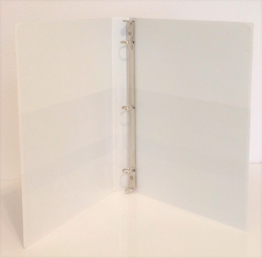 White Vinyl 3-Ring Regular Binder for 8.5" x 11" Sheets, 1/2" Capacity ...