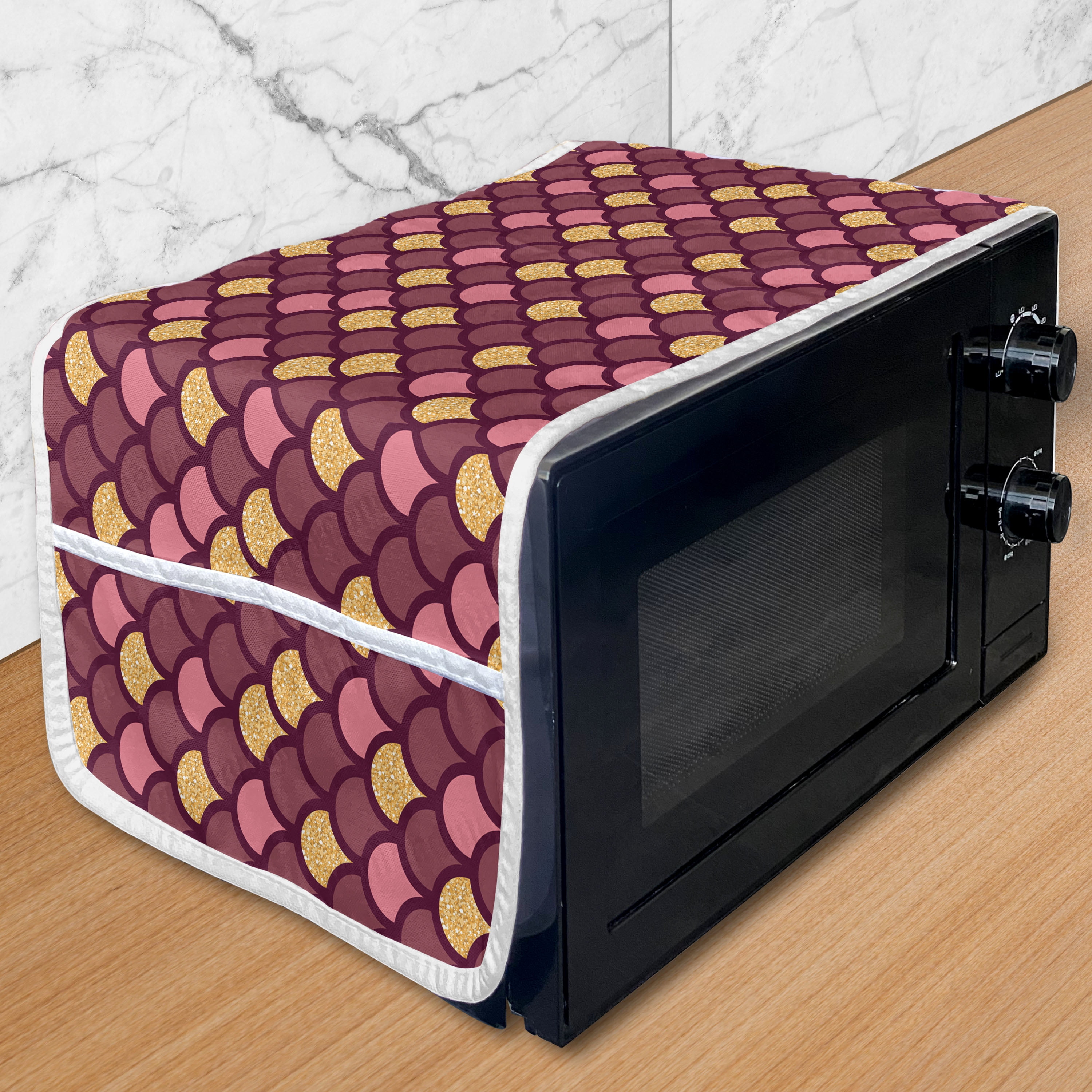 Fish Scale Microwave Oven Cover, Overlapping Arc Shapes Traditional ...
