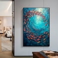 Affixzi Original School of Fish, Abstract Blue Underwater Art, Unframed ...
