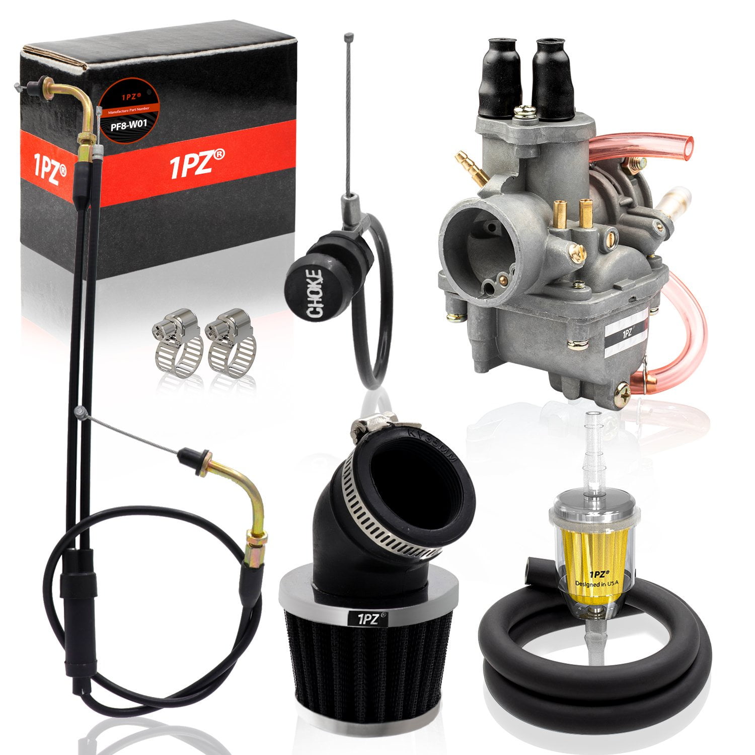 1PZ PF8-W01 Carburetor Air Filter Fuel Filter & Throttle Choke Cable ...