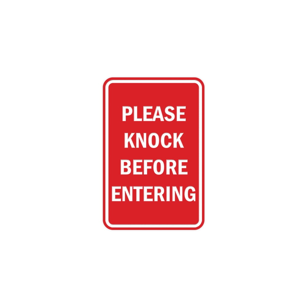 Portrait Round Please Knock Before Entering Sign (Red) - Small 4" x 6 ...