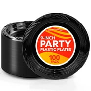 PLASTICPRO 6” Black Plastic Plates Lightweight Disposable Plates for ...
