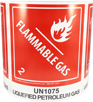 UN1075 Red Hazardous Material Flammable Gas Liquefied Petroleum Gas ...