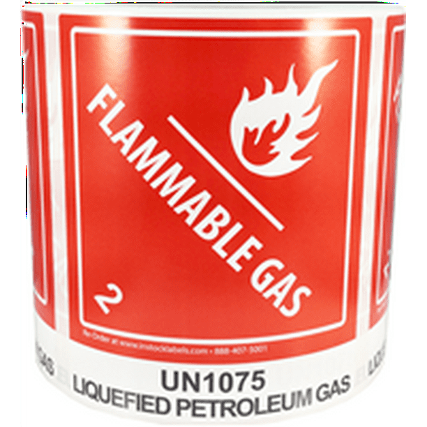UN1075 Red Hazardous Material Flammable Gas Liquefied Petroleum Gas ...