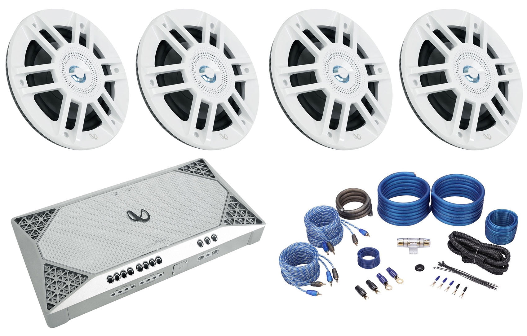 4 Infinity KAPPA 6120M 6.5" 300w Marine LED Speakers+4-Channel ...