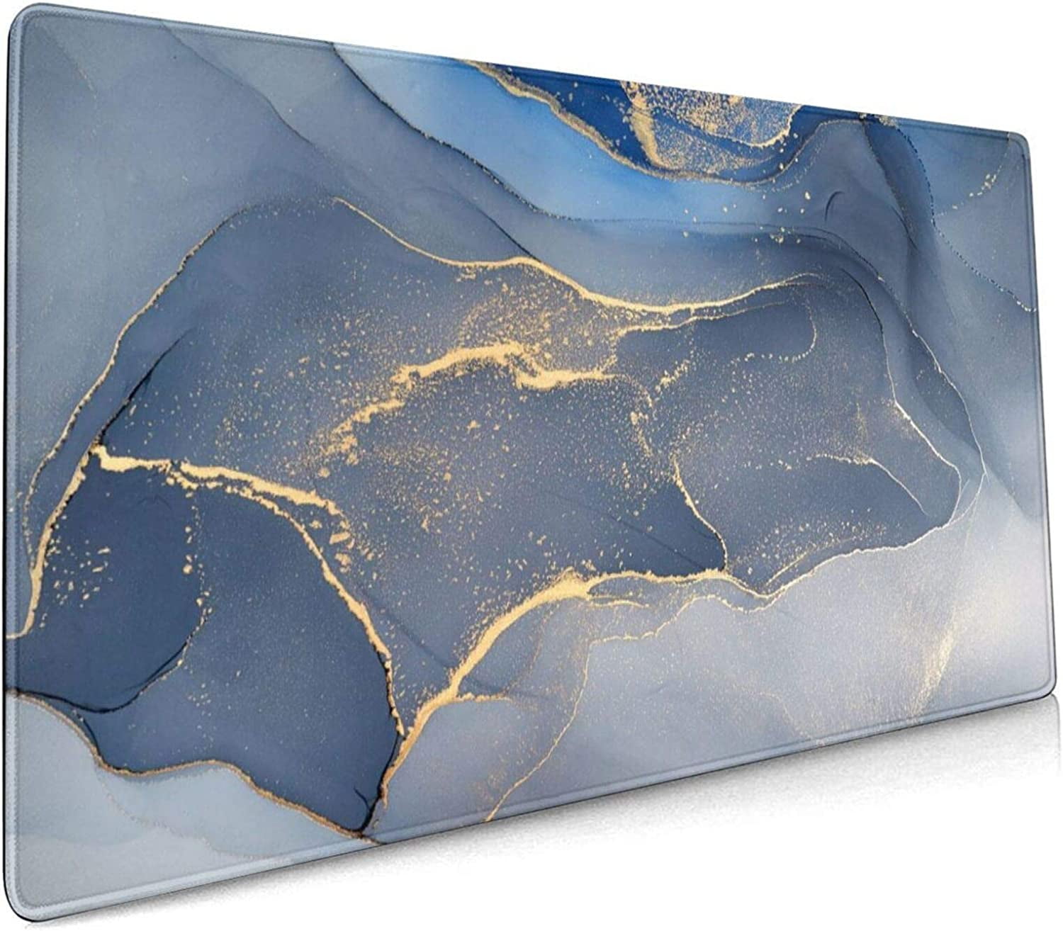 Abstract Marble Extended Mouse Pad 35.4x15.7 Inch Gold Blue Grey ...