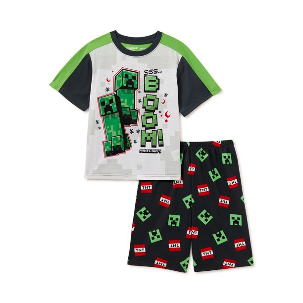 Minecraft Boys' Top & Shorts Pajama Set, 2-Piece, Sizes 6-12 - Walmart.com
