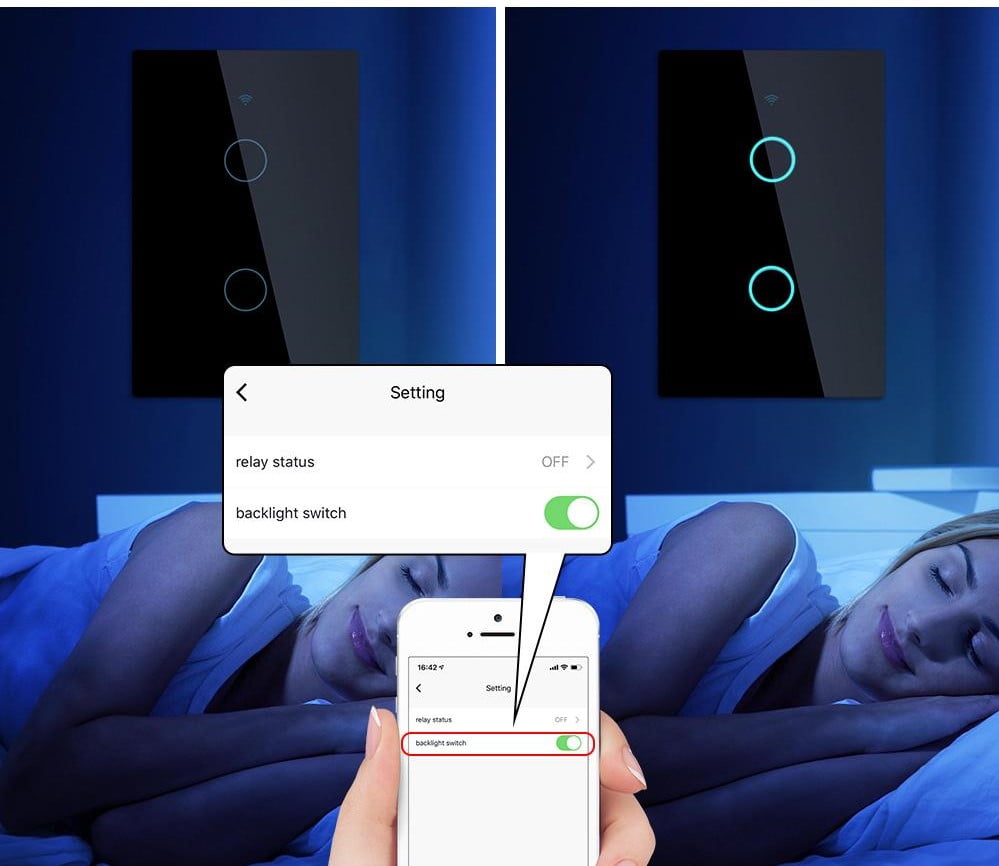 Apagador Inteligente Wifi Touch Negro 2 Botones MOES Apagador Wifi ...
