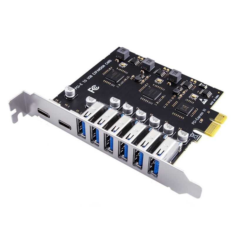 PCIe to USB 3.2 Gen 2 Card 8-Port (6X Type-A +2X Type-C) Converter PCIE ...