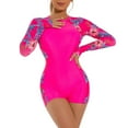Long Sleeve One Piece Bathing Suit for Women Rash Guard Swimsuit Boyleg ...