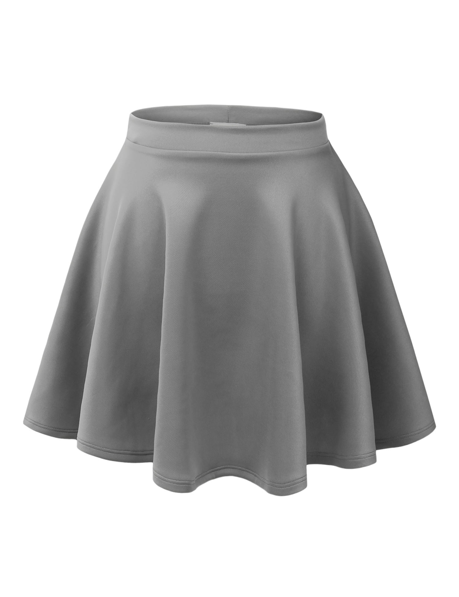 Mbj Wb211 Womens Basic Versatile Stretchy Flared Skater Skirt S Grey