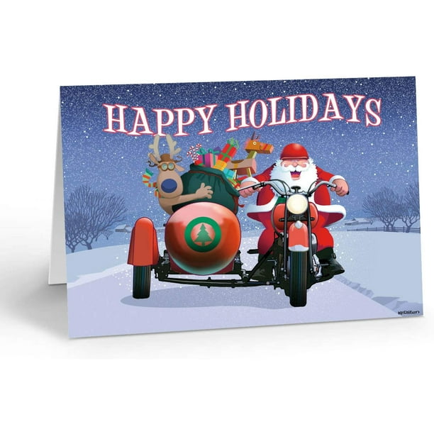 Motorcycle Christmas Cards - Motorcycle Sidecar - 18 Christmas Cards & Envelopes (Sidecar ...