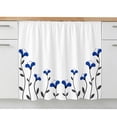 Dark Blue Flowers Cabinet Curtains 28" W x 35" L Abstract Spring Autumn ...