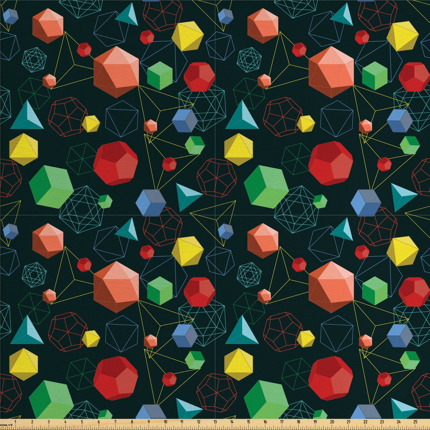 Geometric Fabric by the Yard, Geometric 3D Styled Shapes in Vivid ...