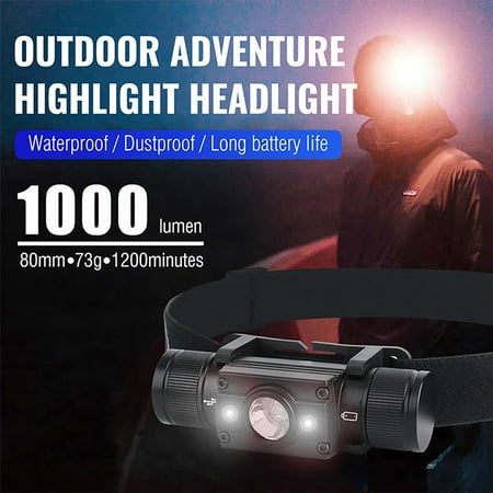 Headlamp LED Headlight Safety Hiking Wearable Motion Sensor IPX6 ...