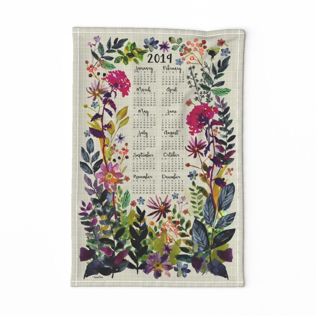 Linens Kitchen & Dining 5 Tea towels calendar cotton linen home linen ...
