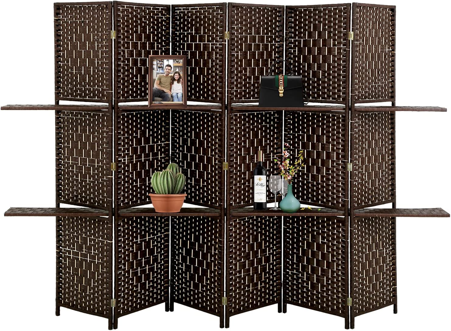 NiamVelo Room Dividers 6 Panel Folding Privacy Screen with Removable ...