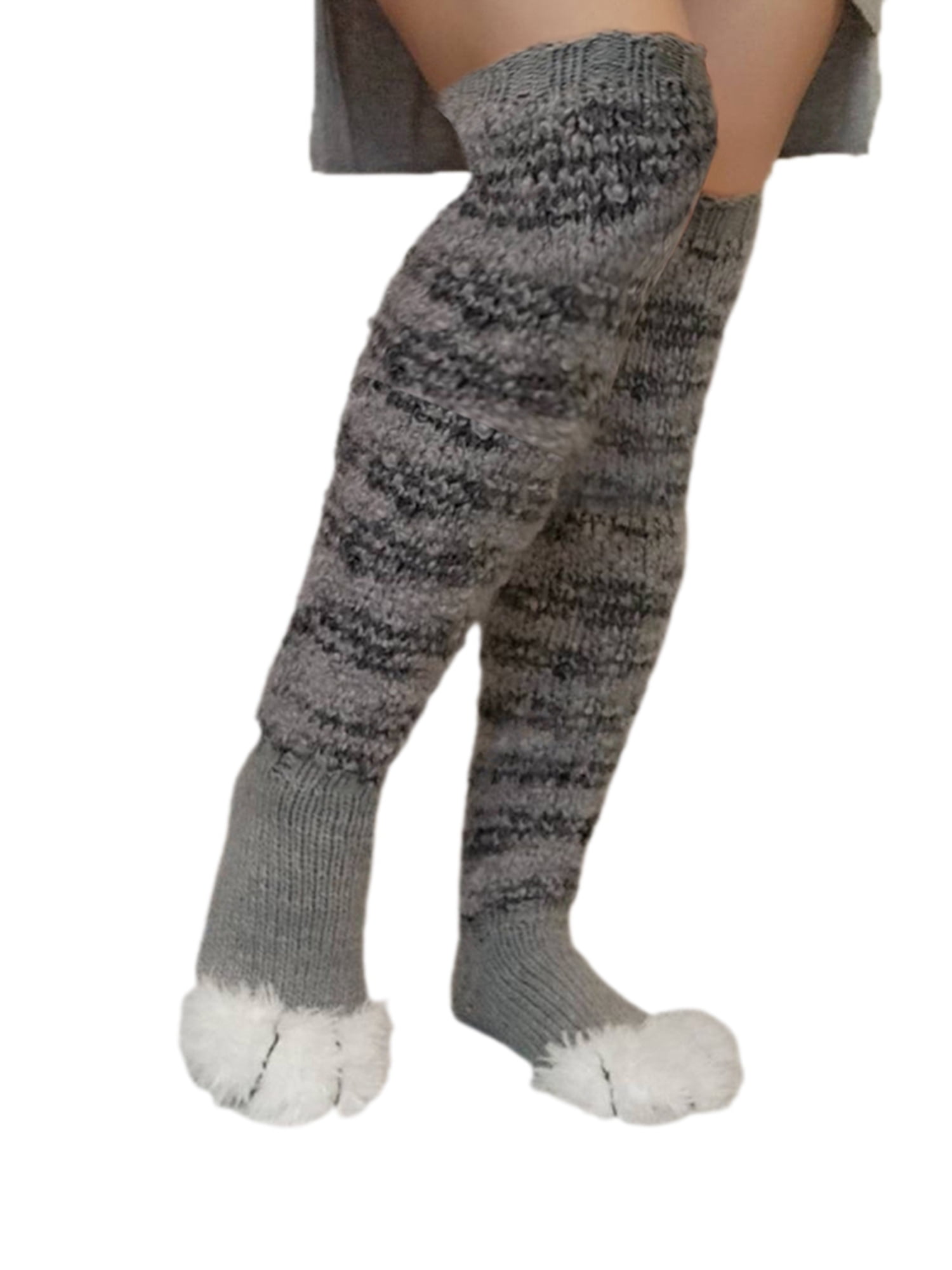 Women Animal Paws Thigh High Socks Extra Long Knit Warm Over the Knee ...