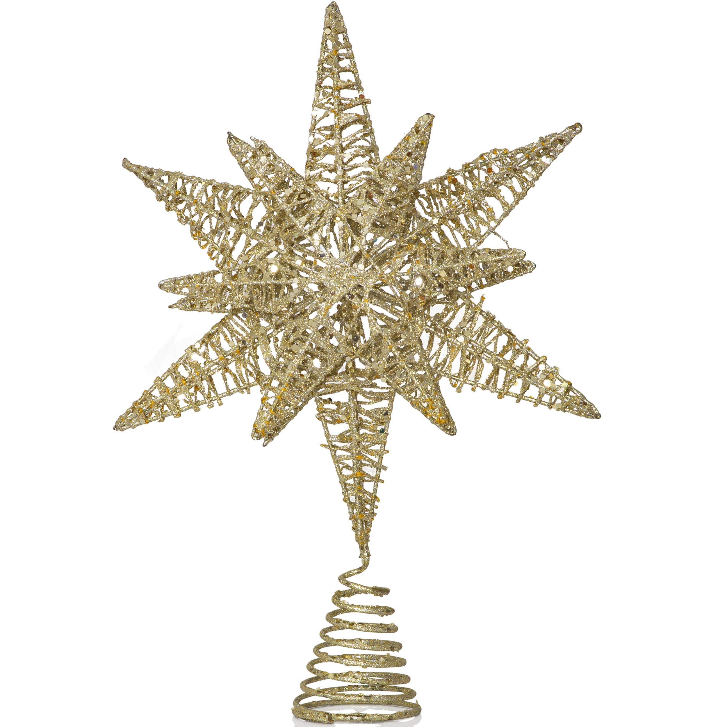 Ornativity Gold Star Tree Topper Christmas Gold 3D Glitter Star ornativity-gold-star-tree-topper-christmas-gold-3d-glitter-star