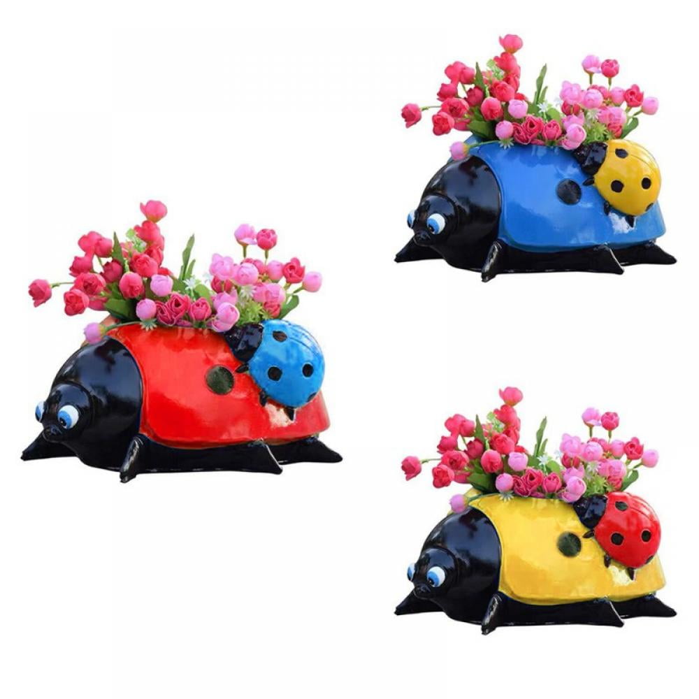 Ladybug Flower Garden Pot - Garden Decoration Ornaments Potted Plants ...