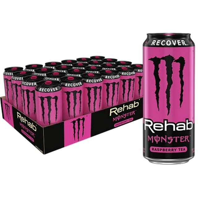 Monster Energy Rehab Raspberry Tea + Energy, Energy Iced Tea, 15.5 ...