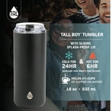 TAL Stainless Steel Tall Boy Water Bottle 18 oz, Black - Walmart.com
