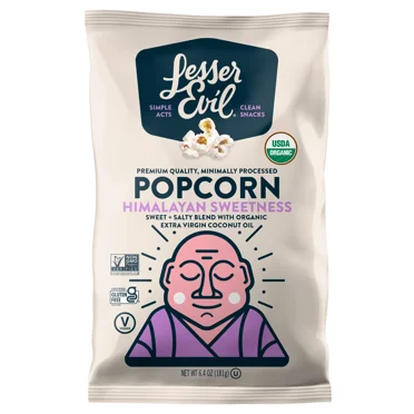 Lesser Evil Organic Popcorn - Oh My Ghee, Case of 12, 4.6 OZ Each, Low ...