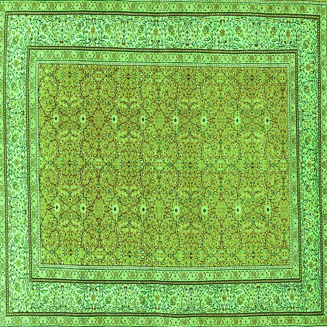 Ahgly Company Indoor Square Oriental Green Traditional Area Rugs, 8 ...