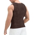 Antinious Men Solid Glitter Mesh Round Neck Sleeveless Party Nightclub ...