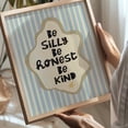 Affixzi Blue Retro Striped Print Be Honest Kind Quote Poster Boho ...