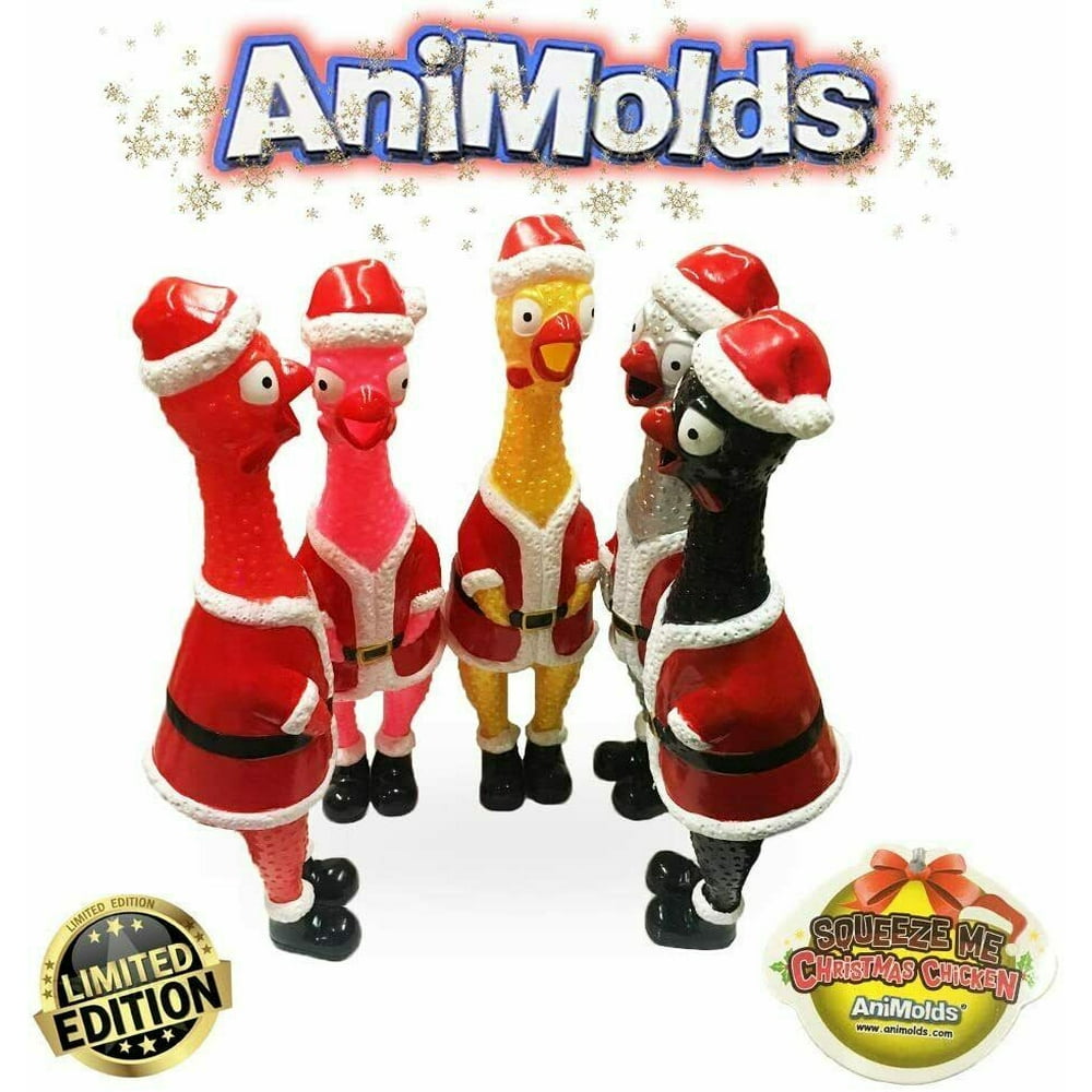 Animolds Squeeze Me Christmas Chicken Hilarious Screaming Rubber