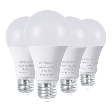 100W Equivalent LED Light Bulbs, 15W 1600 Lumens Natural White 4000K ...