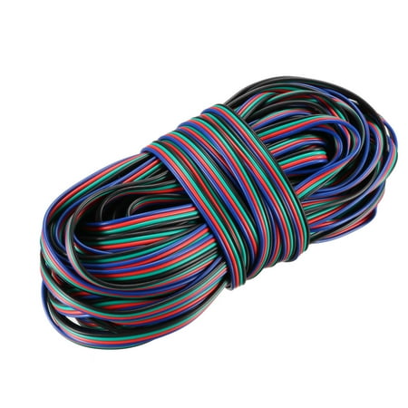 RGB Wire 22AWG 4 Pin 4 Color Extension Cable for LED Strip 66ft / 20m ...