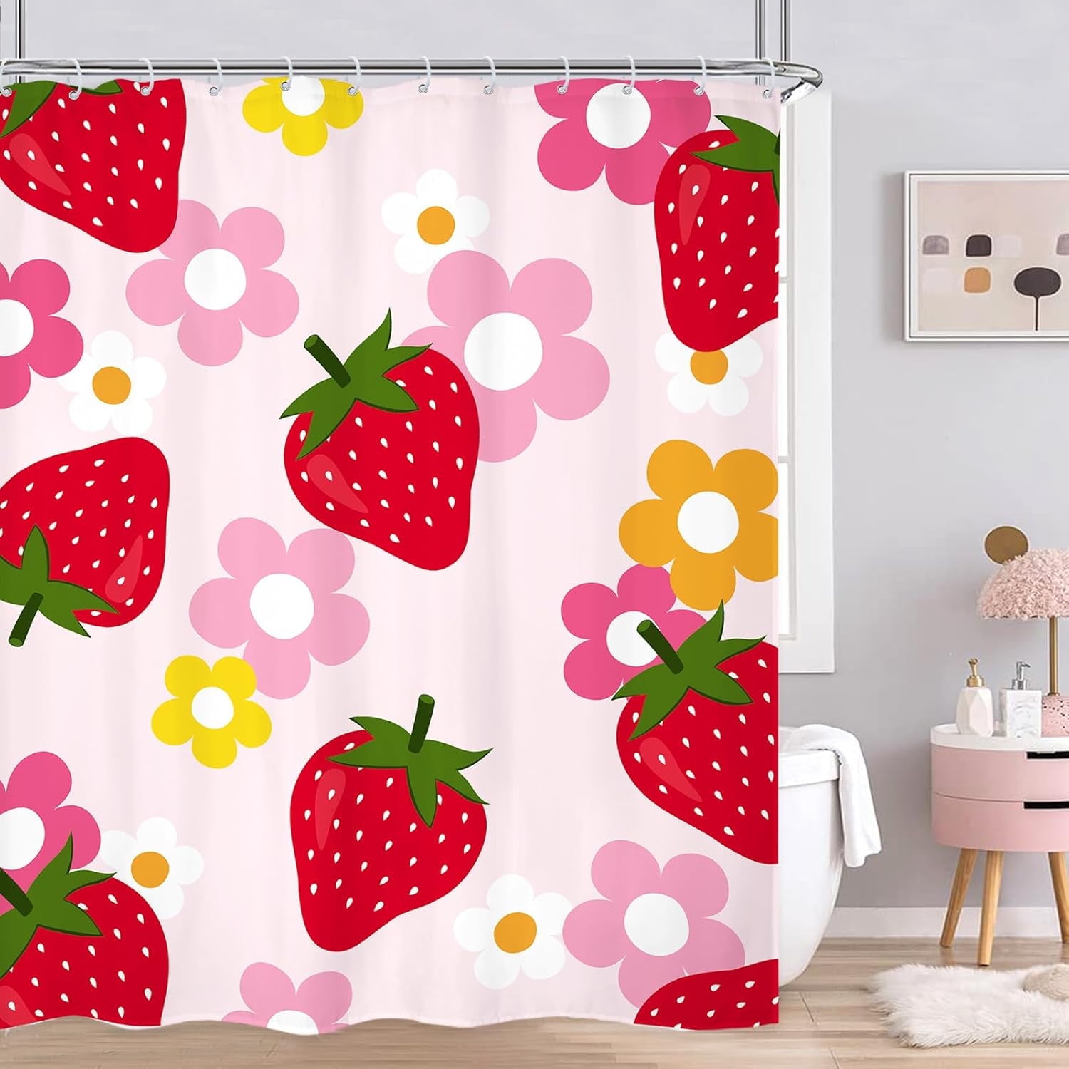 Click here for Bocica Cute Strawberry Fruit Shower Curtain 72wx72... prices