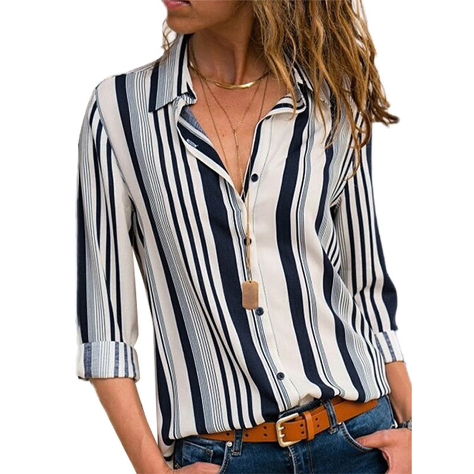 Click here for Smihono Ladies Striped Printed Casual V-Neck Long... prices